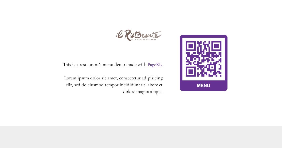 Restaurant menu template with QR code access